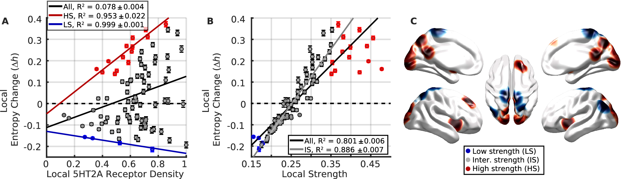 A mechanistic model of the neural entropy increase elicited by ...